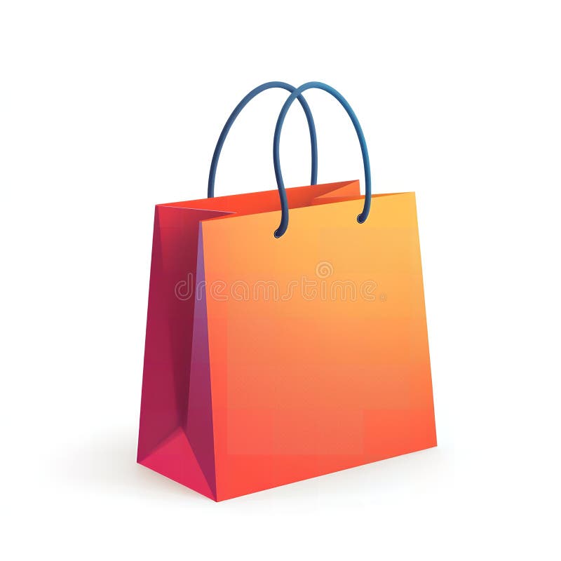 Shopping Bag Mockup Orange Gradient Color Paper Bag Retail Design ...