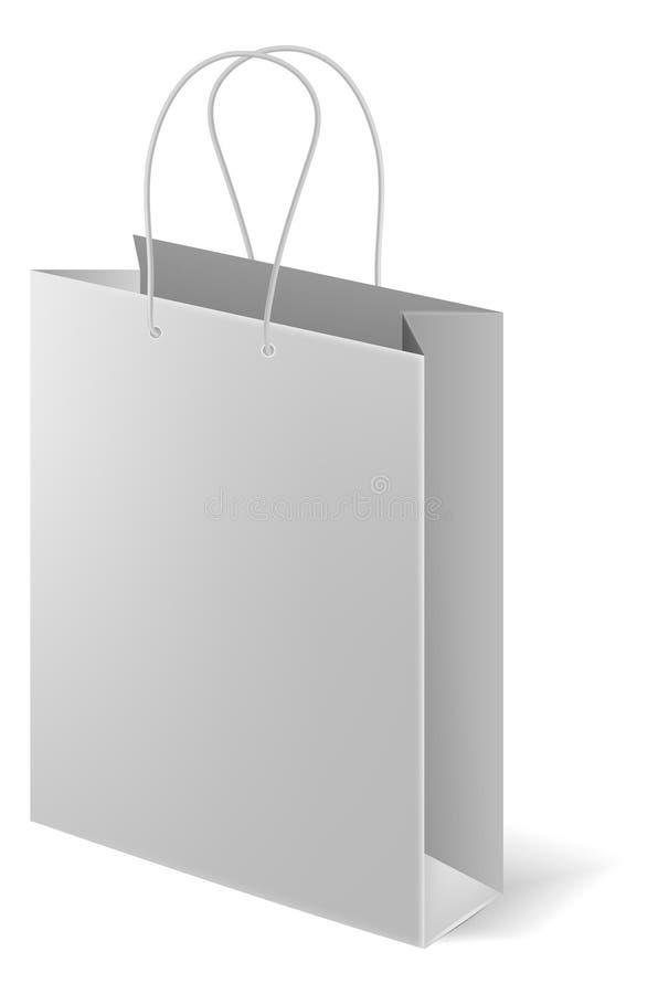 Shopping Bag Mockup. Realistic Blank White Paper Pack Stock Vector ...