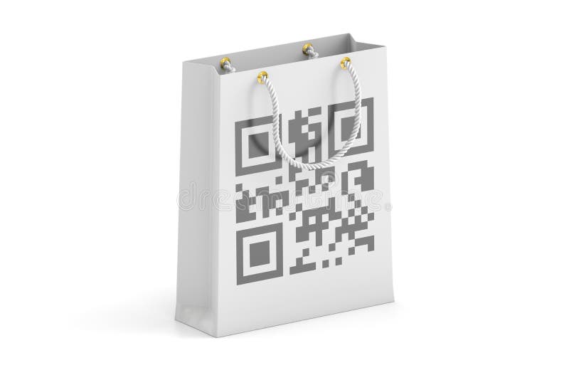Shopping Bag with Qr Code, 3D Rendering Stock Illustration ...