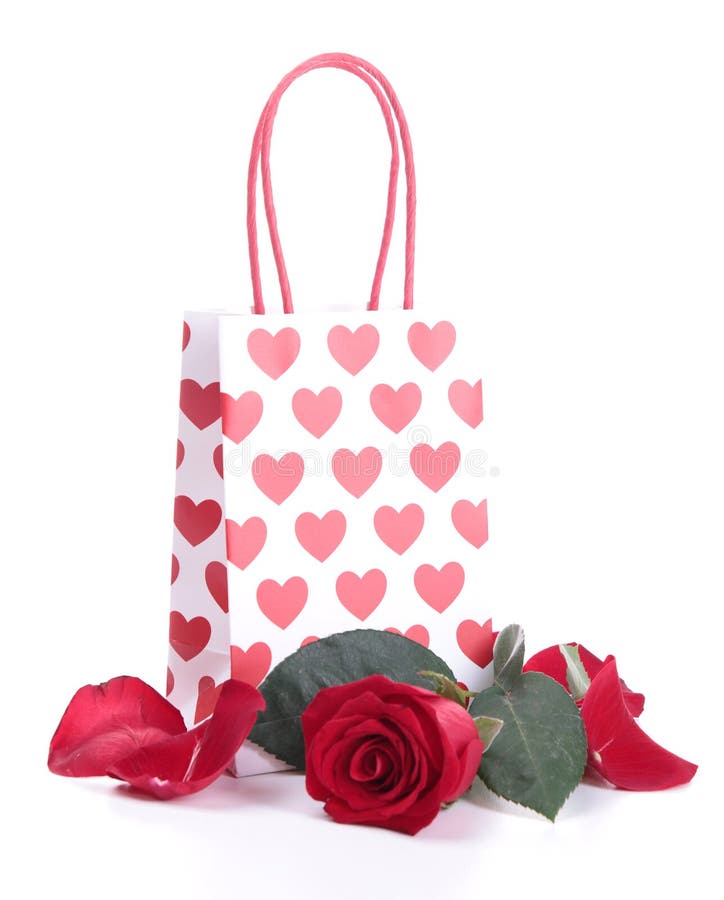 Shopping bag and red rose stock image. Image of beauty - 27454027