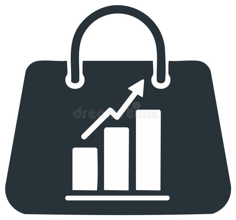 Shopping Bag with Rising Sales Graph and Upward Arrow Concept Stock ...