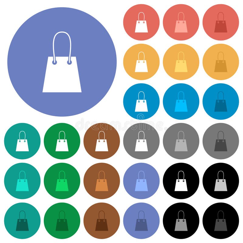 Shopping Bag Round Flat Multi Colored Icons Stock Vector - Illustration ...