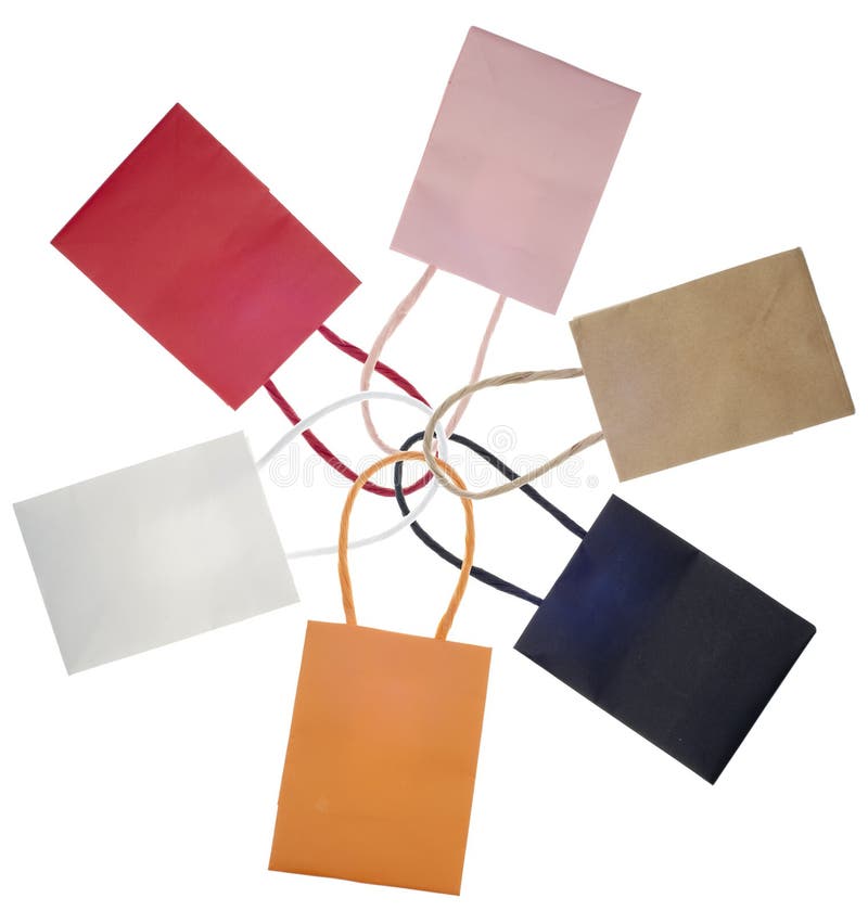 Shopping Bag Sack Set in Circle or Flower Shape Stock Photo - Image of ...