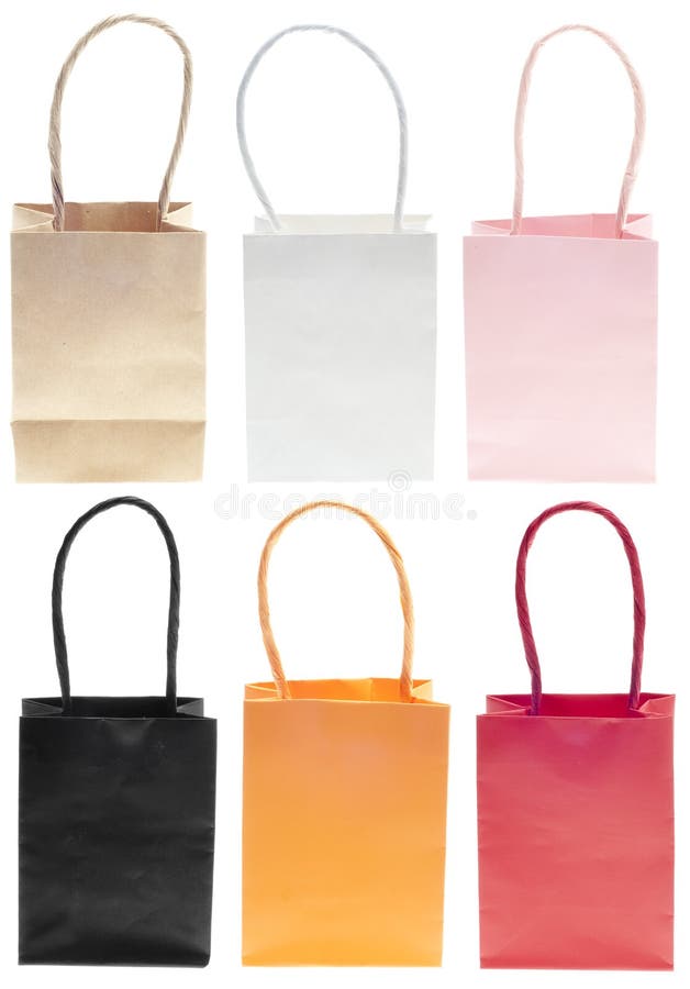 Shopping Bag Sack Set in Colors Stock Photo - Image of gift, black ...