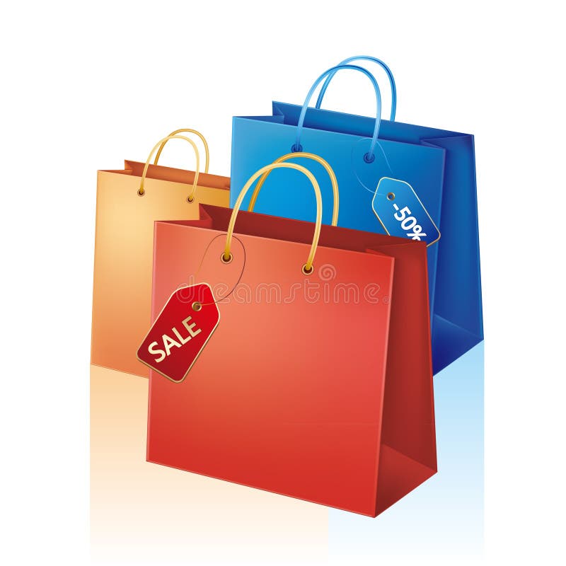 Shopping bag with sale tag stock vector. Illustration of present - 17692960