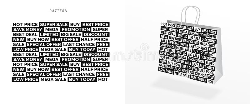 Shopping Bag and Seamless Pattern Vector Image Stock Vector ...