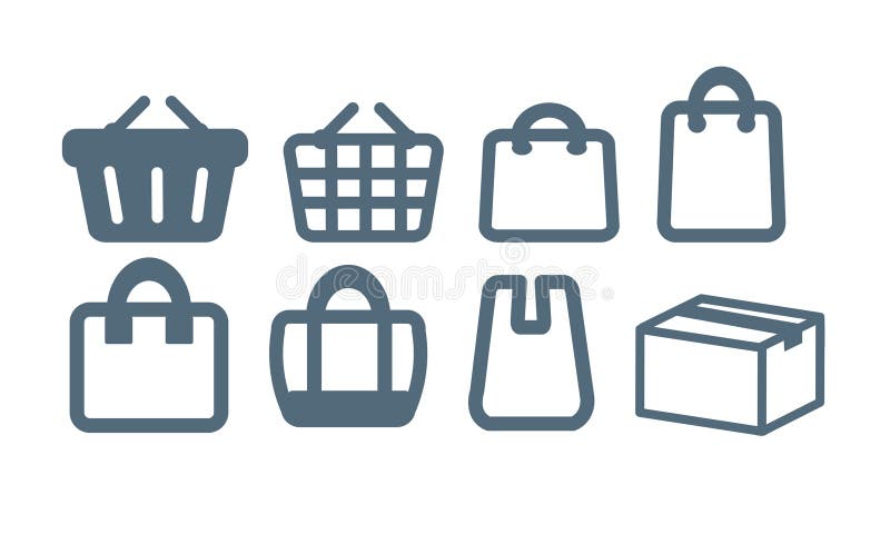 Shopping Bag Simple Icon Set Stock Vector - Illustration of purchase ...