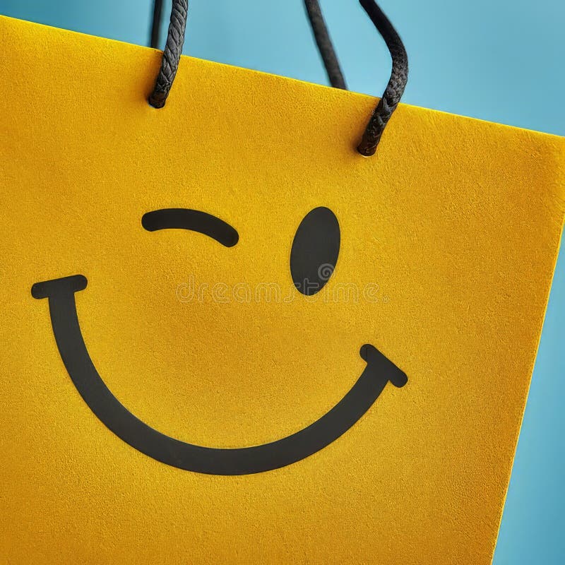 Shopping Bag with Smile Icon Stock Illustration - Illustration of ...