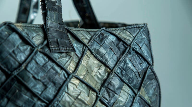 A Shopping Bag with a Unique Texture Woven from Recycled Plastic Bags ...