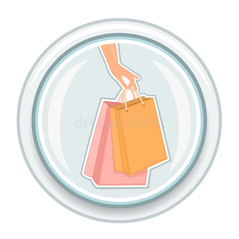 Shopping bags button stock vector. Illustration of icon - 19600063