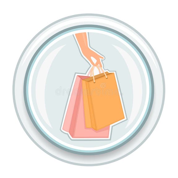 Shopping bags button stock vector. Illustration of icon - 19600063