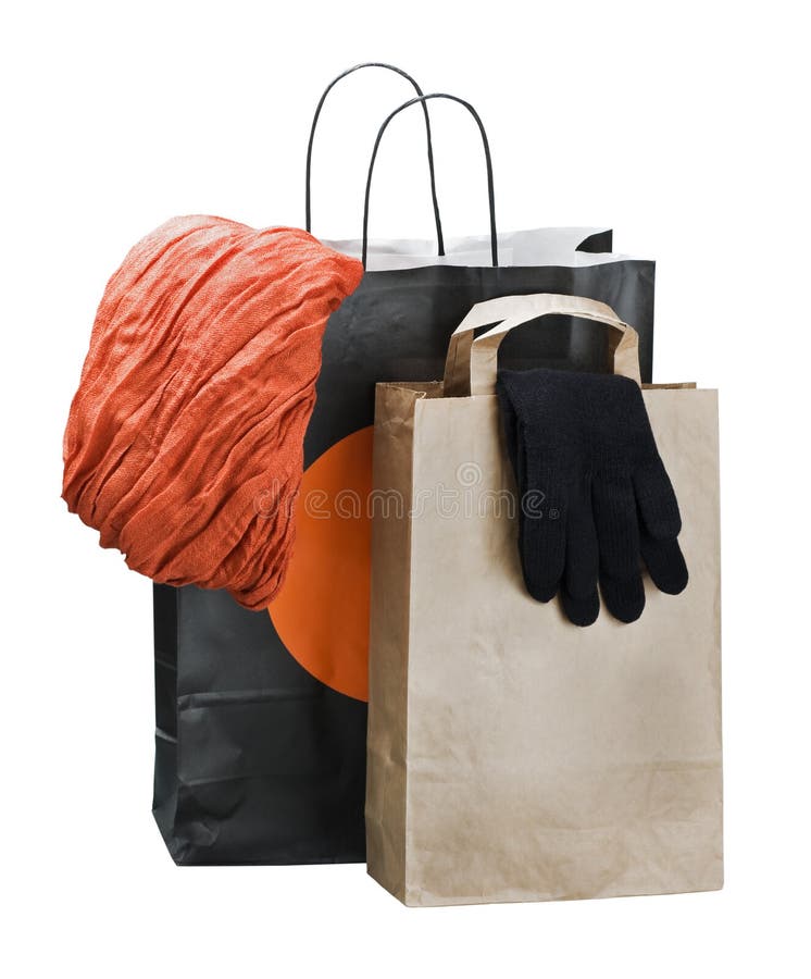 Shopping Bags with Clothing Isolated on White Stock Photo - Image of ...