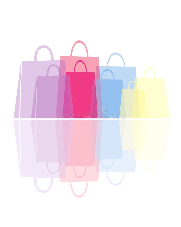 Shopping Bags in Delicate Pastels Stock Illustration - Illustration of ...