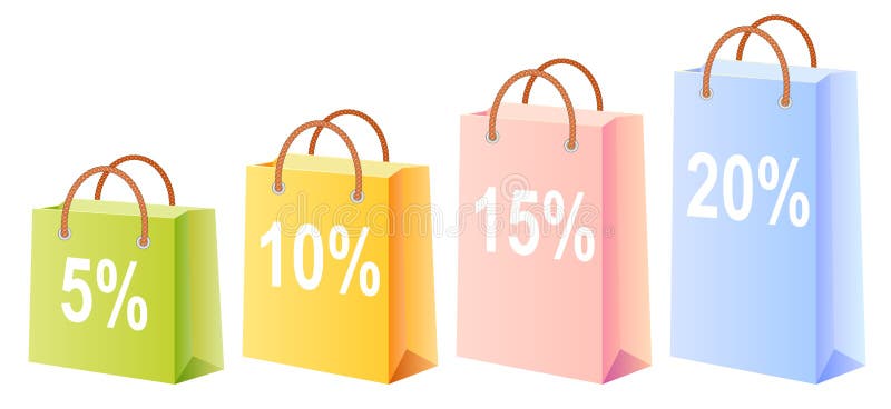 Shopping bags and discount stock vector. Illustration of numerals ...