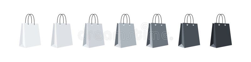 Shopping Bags. Isometric Design, Gradient Bags on White Background ...