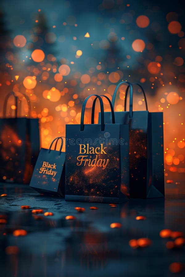 Shopping Bags, Packaging with Text "Black Friday". Generated by AI ...