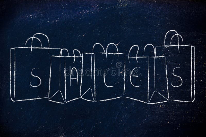 Shopping bags with sales stock illustration. Illustration of shop ...