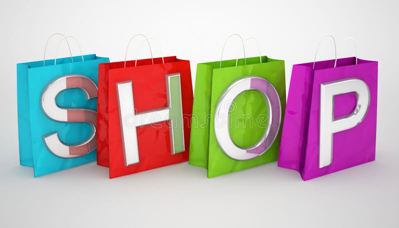 Shop Local Support Community Shopping Bag Words Stock Illustration ...