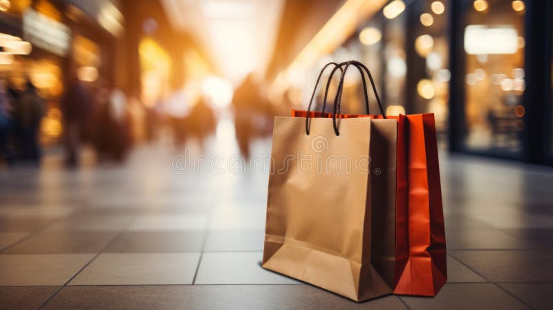 Shopping Bags or Stores in the Mall Stock Illustration - Illustration ...