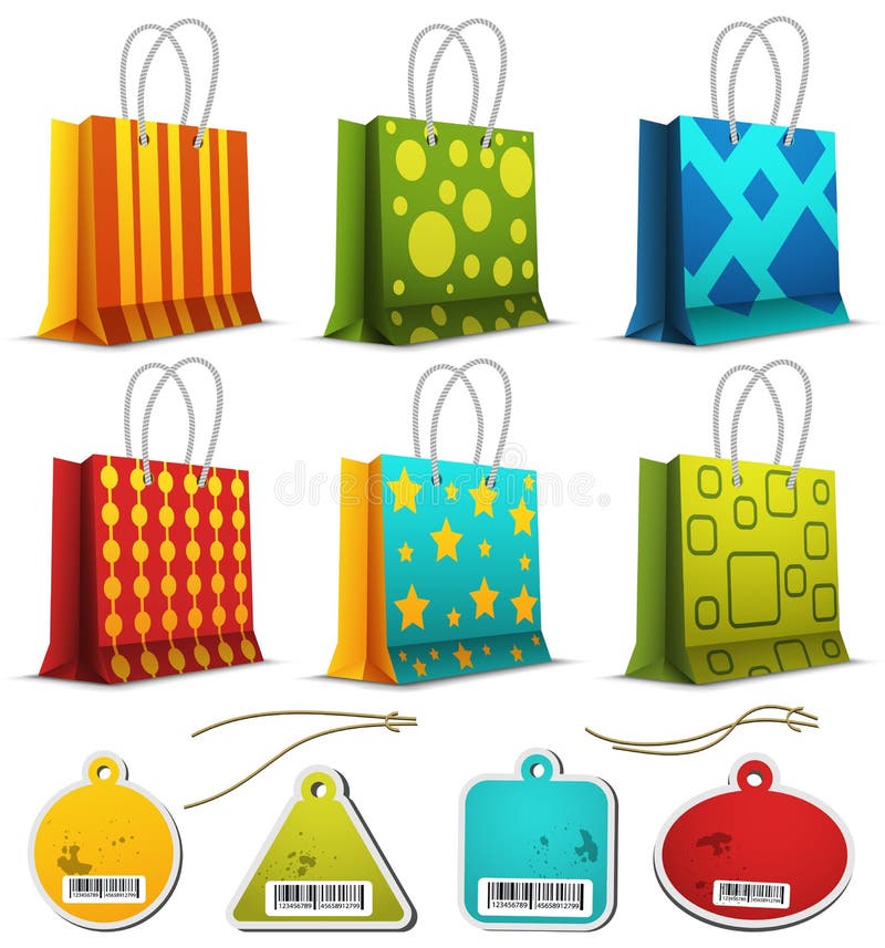 Shopping bags stock vector. Illustration of gift, cardboard - 36993082