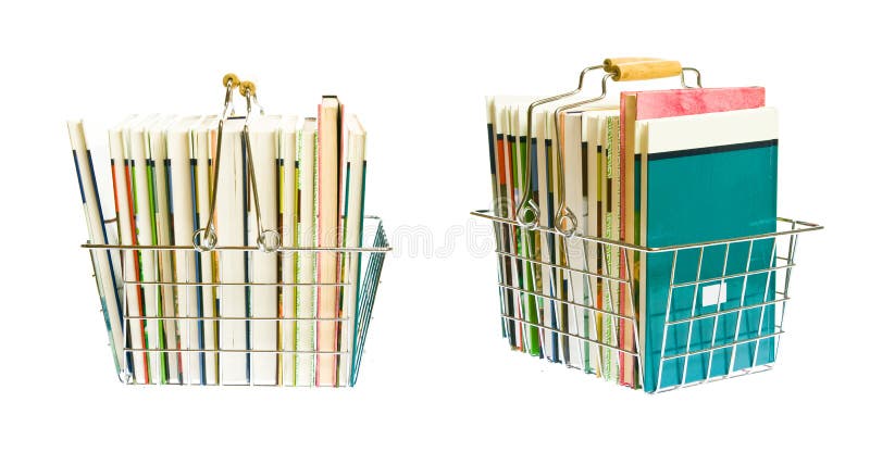Shopping Basket with Books stock image. Image of looking - 98033911