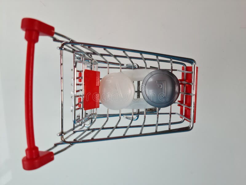 Shopping Basket with Containers and Packaging for Soft Contact Lenses ...