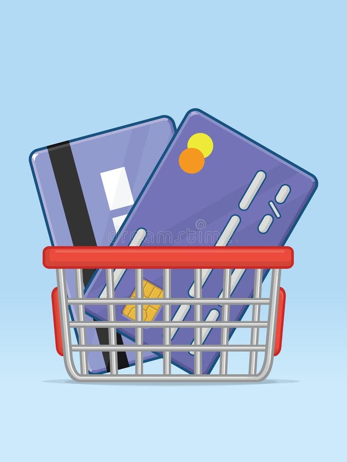 Shopping Basket Credit Debit Card Application Stock Vector ...