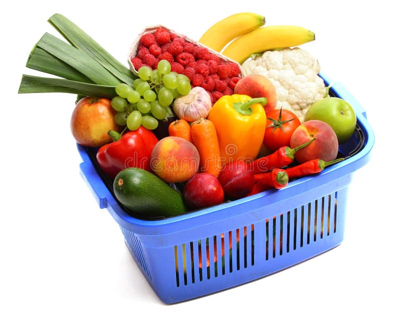 A Shopping Basket Full of Fresh Produce Stock Image - Image of isolated ...