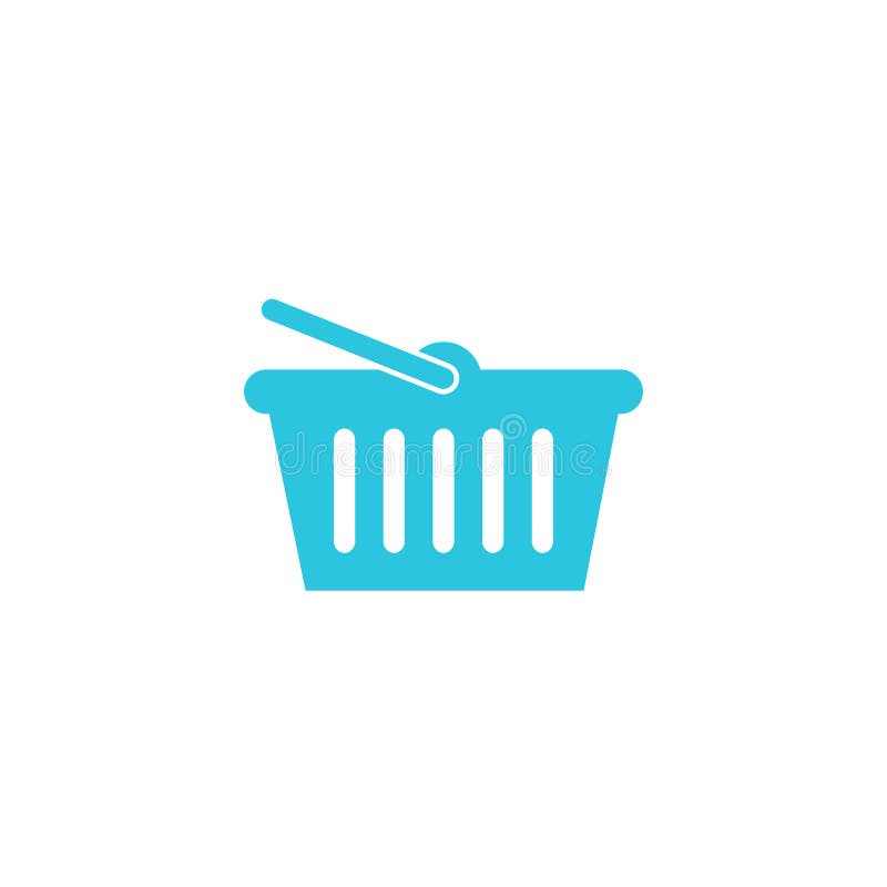 Shopping Basket Icon, Blue Icon, Symbol on White Background Stock ...