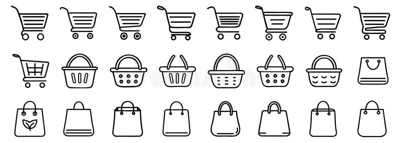 Shopping Basket Icon. Shopping Cart, Basket, Bag Icon Set Stock Vector ...