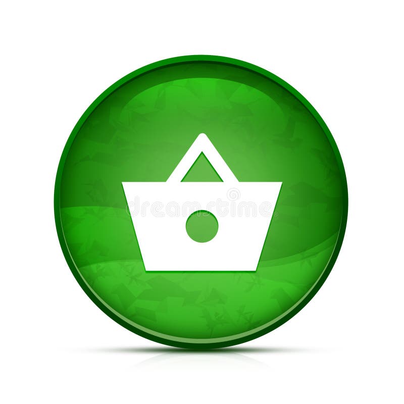 Shopping Basket Icon on Classy Splash Green Round Button Illustration ...