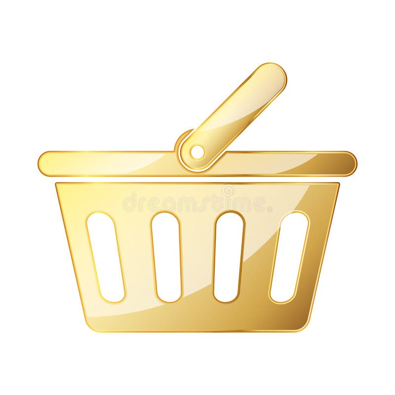 Shopping Basket Icon. Gold Shopping Basket Icon Stock Illustration ...