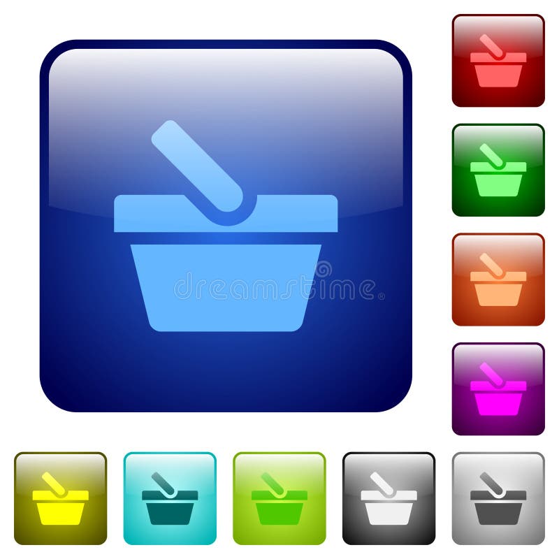 Shopping Basket Color Square Buttons Stock Vector - Illustration of ...