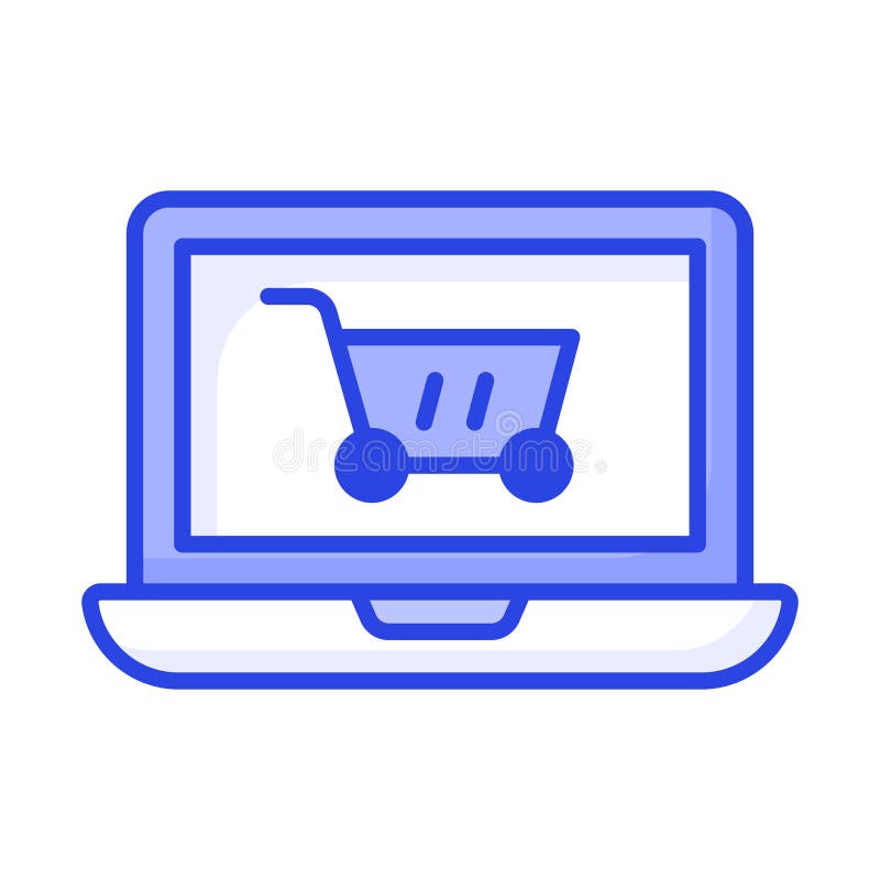 Shopping Basket Inside Laptop Showing Concept Icon of Online Shopping ...