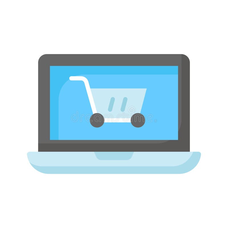 Shopping Basket Inside Laptop Showing Concept Icon of Online Shopping ...