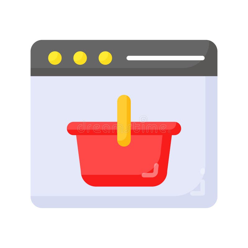 Shopping Basket Inside Webpage Showing Concept Icon of Online Shopping ...