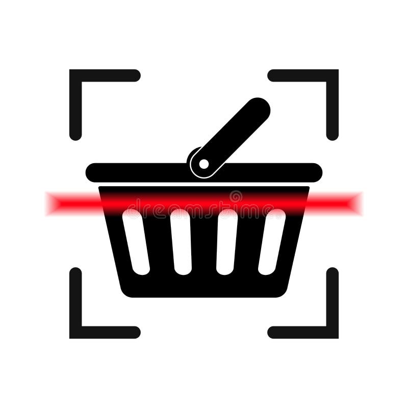 Shopping Basket Scan Icon. Electronic Commerce Concept. Online Shopping ...