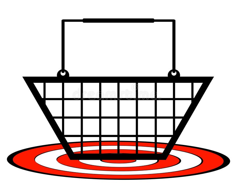 Shopping basket on target stock vector. Illustration of black - 6093237