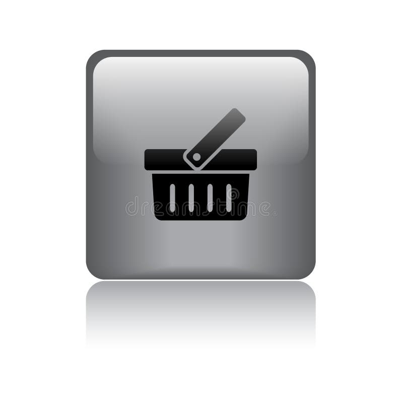 Shopping Basket Web Button Square Stock Illustration - Illustration of ...