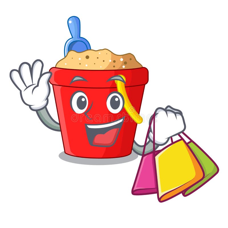 Shopping Beach Bucket Shape the Fun Character Stock Vector ...