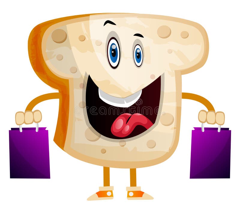 Shopping Bread with Jam Character Cartoon Stock Vector - Illustration ...