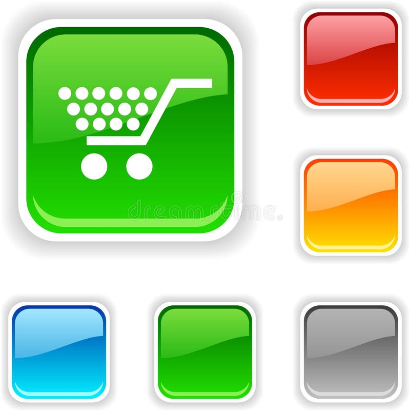 Shopping button. stock vector. Illustration of square - 11611036
