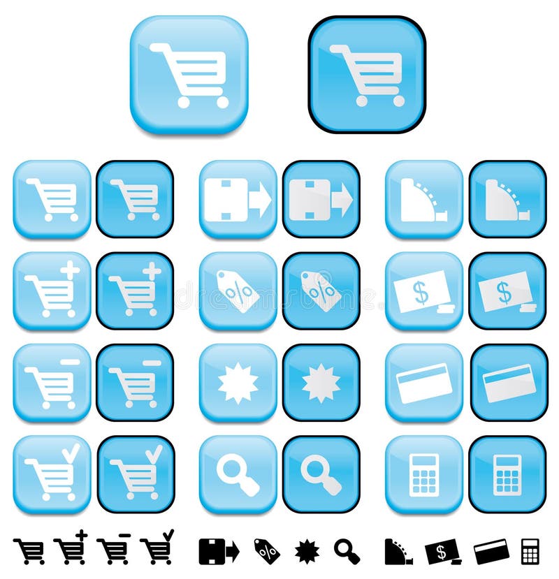 Set Of Web Shopping Buttons Or Icons Stock Vector - Illustration of ...