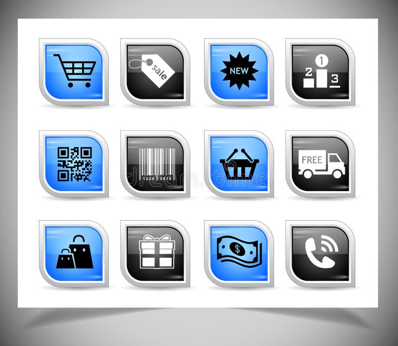 Set Of Web Shopping Buttons Or Icons Stock Vector - Illustration of ...