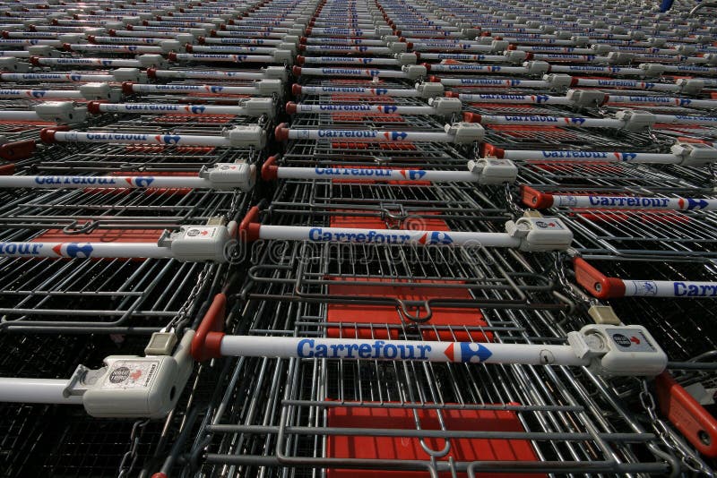 Carrefour Supermarket Logo and Shopping Cart Editorial Photography ...