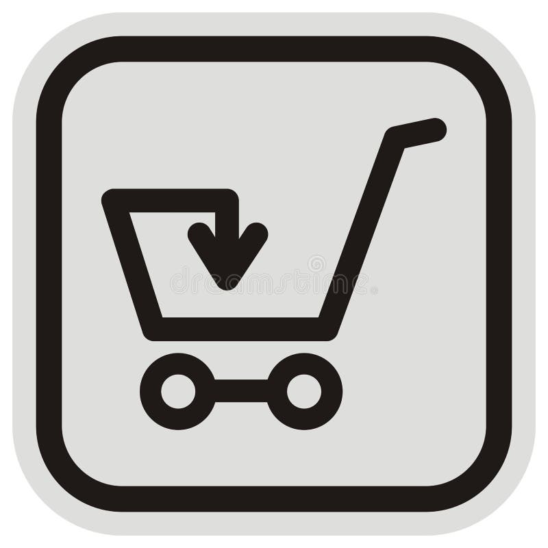 Shopping Cart, Black Icon at Yellow Frame, Eps. Stock Vector ...