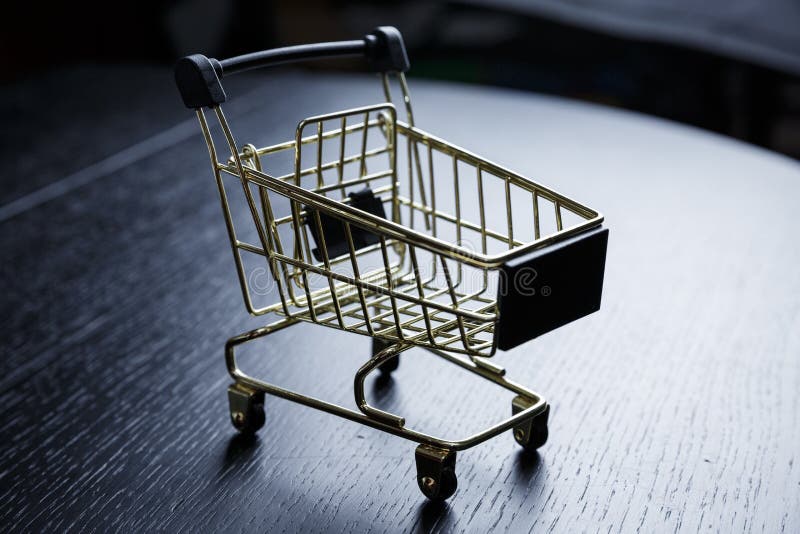 Shopping Cart on Black Background Stock Photo - Image of push, shopping ...
