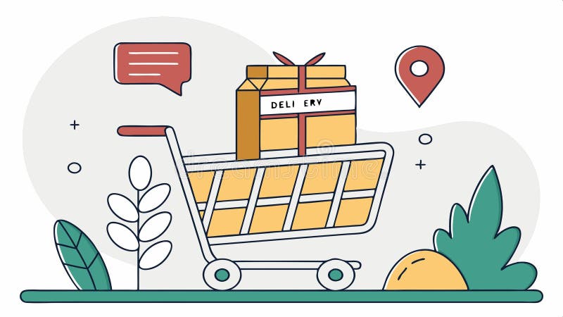 Shopping Cart Boxes Chat Bubble, Online Customer Service Vector Design ...