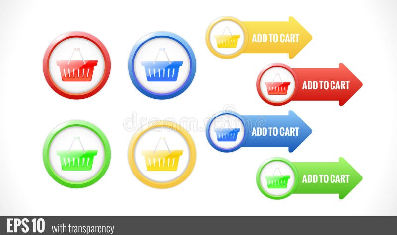 Shopping Cart Buttons for Website Stock Vector - Illustration of green ...
