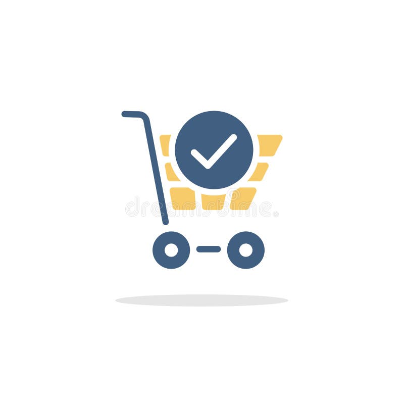 Shopping Cart. Check Mark. Icon with Shadow. Commerce Glyph Vector ...